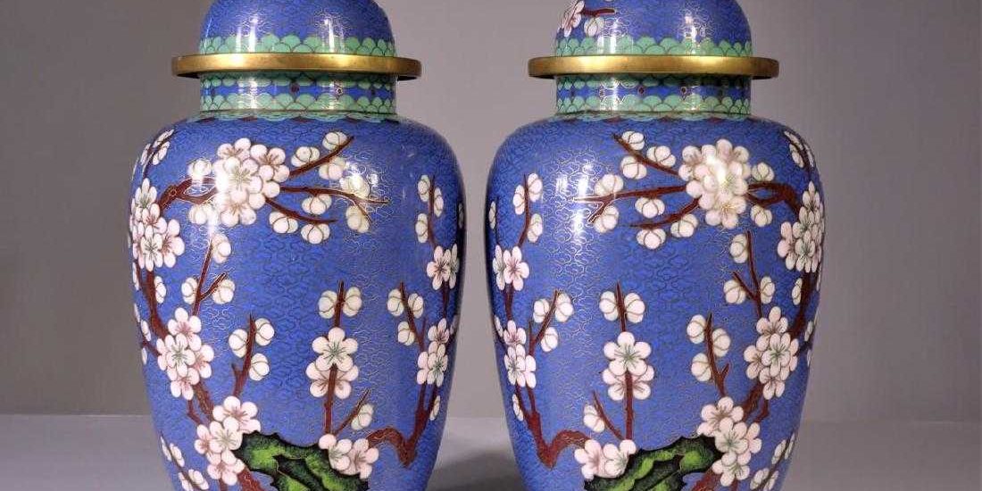 Pair of Chinese Cloisonne Urns - Sarasota Estate Auction